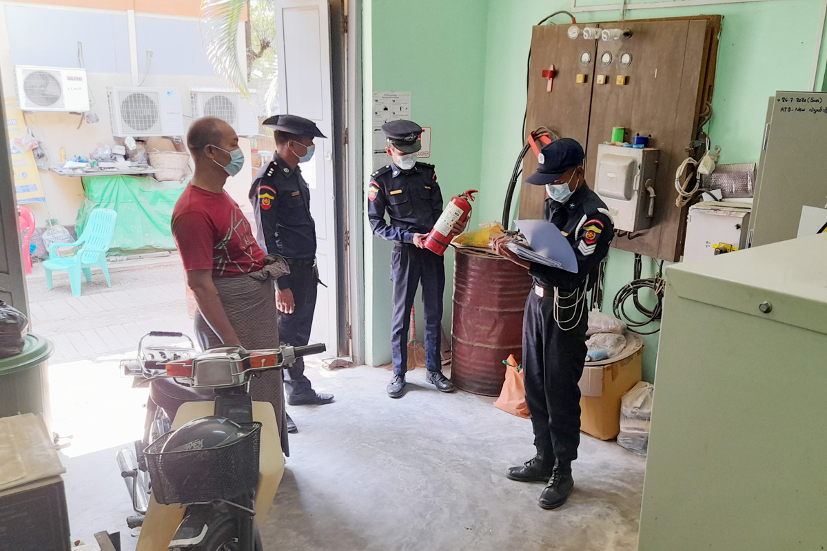 ဌာနဆိုင်ရာရုံးအဆောင်အဦများတွင် မီးဘေးလုံခြုံရေးနှင့်ကာကွယ်ရေးလုပ်ငန်းမ